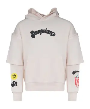 BARROW Graphic Hooded Sweatshirt - White