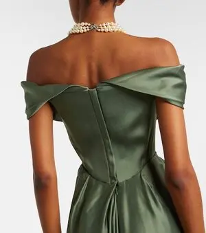 VIVIENNE WESTWOOD Nova Cocotte Draped Satin Bustier Gown - Green