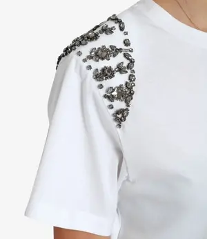 Alberta Ferretti Embellished Shoulder T-shirt