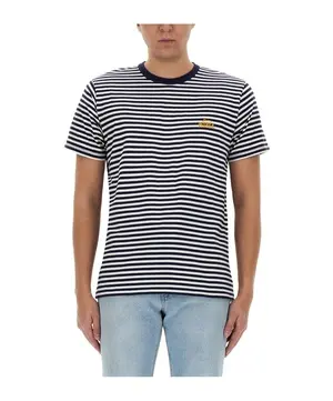 Woolrich Logo Embroidered Striped T-shirt - Multicolor