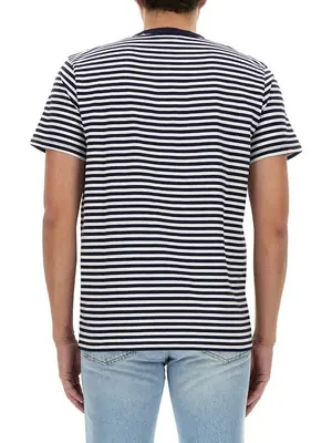 Woolrich Logo Embroidered Striped T-shirt