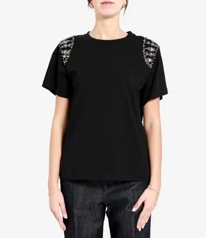 Alberta Ferretti Embellished Shoulder T-shirt
