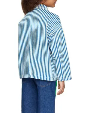 BOBO CHOSES Striped Denim Jacket With Patch Pockets
