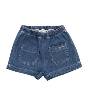 IL GUFO Logo-embroidered Elastic Waist Denim Shorts - Blue
