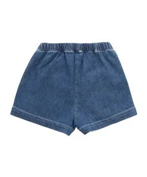 IL GUFO Embroidered Logo Elastic Waist Denim Shorts
