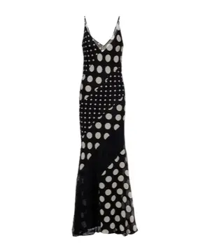 Nina Ricci Polka-dot Silk Maxi Dress - Black