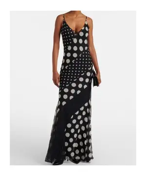 Nina Ricci Polka-dot Silk Maxi Dress