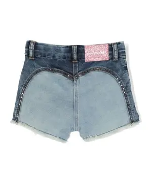 Monnalisa Floral Embroidered Denim Shorts