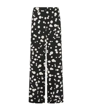 Marella Printed Satin Trousers - Black