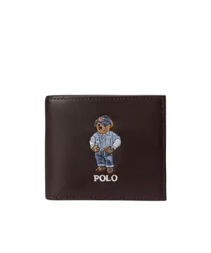 Polo Ralph Lauren Embroidered-bear Leather Billfold Wallet - Brown