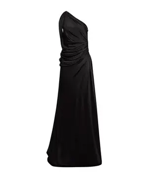 Nina Ricci Long Asymmetric Satin Dress - Black