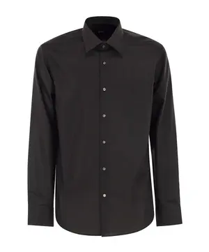 Hugo Boss Long-sleeved Curved Hem Shirt - Black