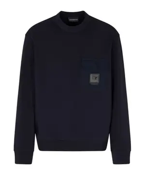 Emporio Armani Patch-pocket Cotton Sweatshirt - Navy Blue