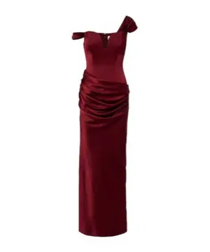 Alex Perry Draped Crêpe Satin Bustier Gown - Red