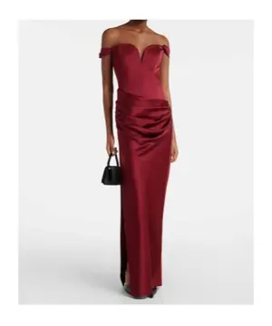 Alex Perry Draped Crêpe Satin Bustier Gown