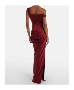 Alex Perry Draped Crêpe Satin Bustier Gown