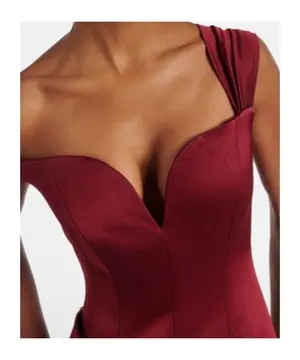 Alex Perry Draped Crêpe Satin Bustier Gown