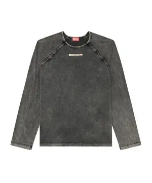DIESEL® Cotton Pijama Top With Logo Patch - Dark Gray
