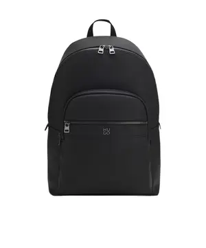 Hugo Boss Logo-plaque Leather-effect Backpack - Black