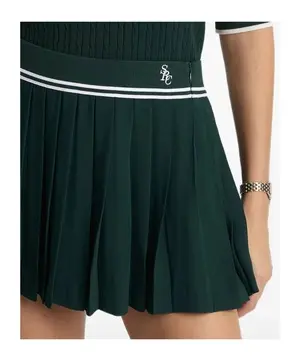 SPORTY  RICH Sporty & Rich Pleated Logo-embroidery Mini Skirt