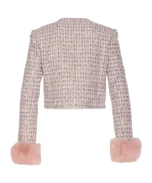 SELF-PORTRAIT Crew Neck Long-sleeved Jacket With Plush Cuffs