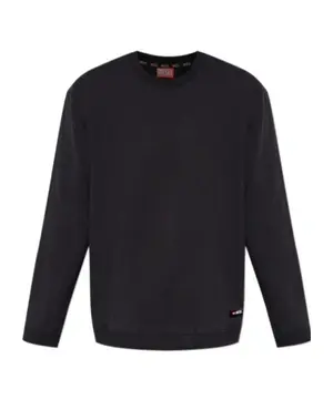 DIESEL® Long-sleeved Crewneck Sweatshirt With Ribbed Trim - Black