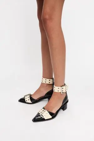 GANNI Buckled Open Cut Pumps