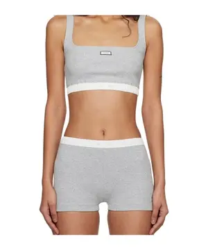 ENTIRE STUDIOS Ribbed Logo Bra Top - Grey