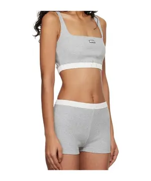 ENTIRE STUDIOS Ribbed Logo Bra Top - Grey