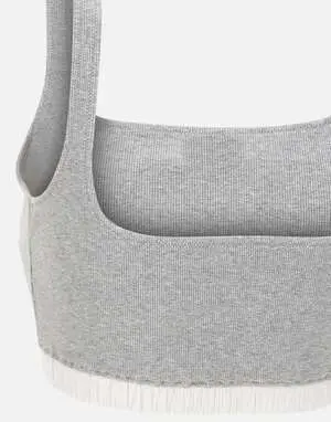 ENTIRE STUDIOS Ribbed Logo Bra Top - Grey
