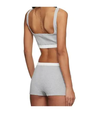 ENTIRE STUDIOS Ribbed Logo Bra Top - Grey
