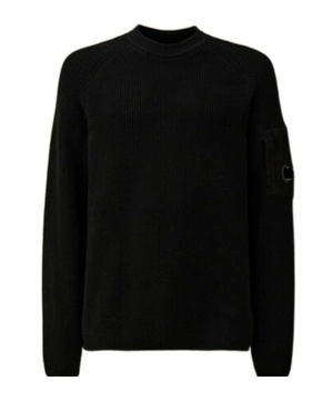 C.P. COMPANY Round Neck Lens Detail Knit Sweater - Total Eclipse - Blue