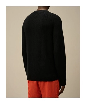 C.P. COMPANY Round Neck Lens Detail Knit Sweater - Total Eclipse - Blue