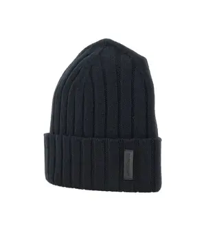 Emporio Armani Ribbed Wool Beanie - Black