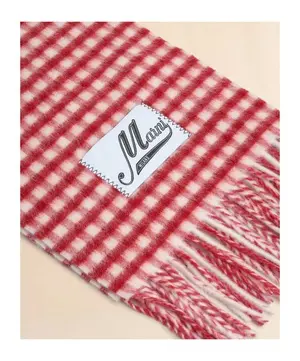 Marni Double Check Wool And Mohair And White Scarf