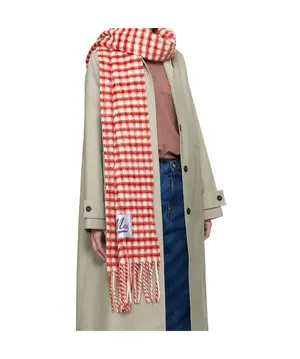 Marni Double Check Wool And Mohair And White Scarf