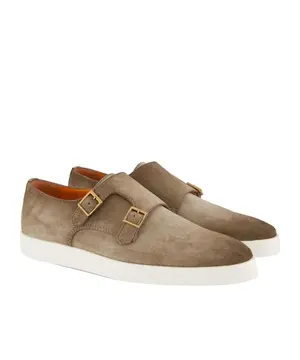 Santoni Buckle Fastened Almond Toe Loafers