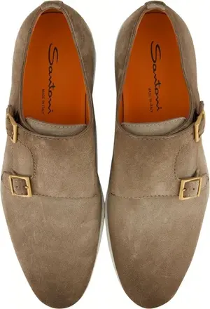 Santoni Buckle Fastened Almond Toe Loafers