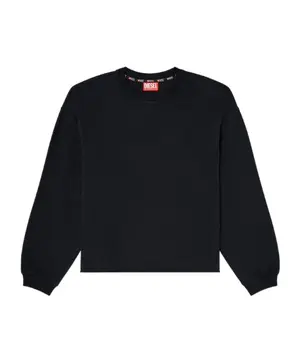 DIESEL® Peached Raw-hem Cotton Sweatshirt - Black