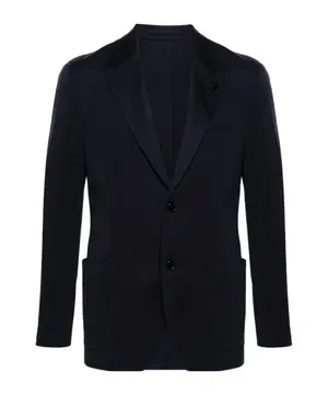 LARDINI Single-breasted Wool-blend Blazer - Black