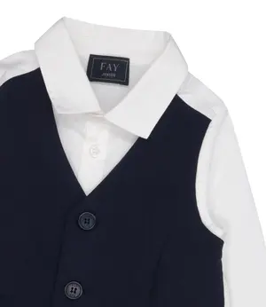 FAY Long-sleeved Spliced Shirt With Lapels