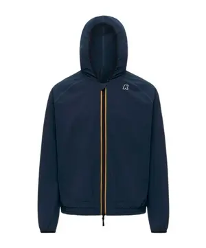 K-WAY Hooded Zip-up Jacket With Silicone Logo - Black