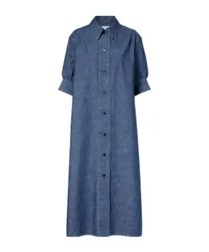 JIL SANDER Cotton Chambray Shirt Dress - Blue