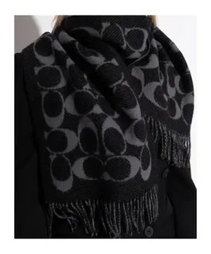 COACH Jacquard Fringed Scarf