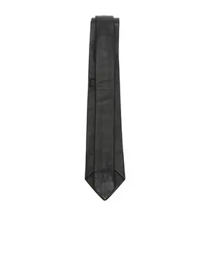 SUNFLOWER Pointed Leather Cravat - Black