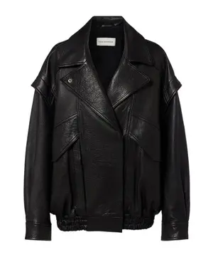 Nour Hammour Micah Leather Coat - Black