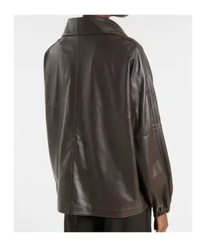 Nour Hammour Leather Anorak Jacket - Brown