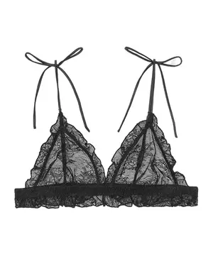 ROTATE BY BIRGER CHRISTENSEN Ruched Lace Triangle Bra - Black