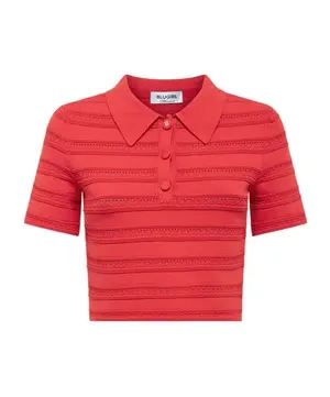 BLUGIRL Crochet-detail Polo Top - Red