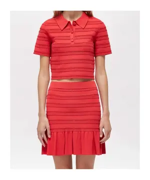 BLUGIRL Crochet-detail Polo Top
